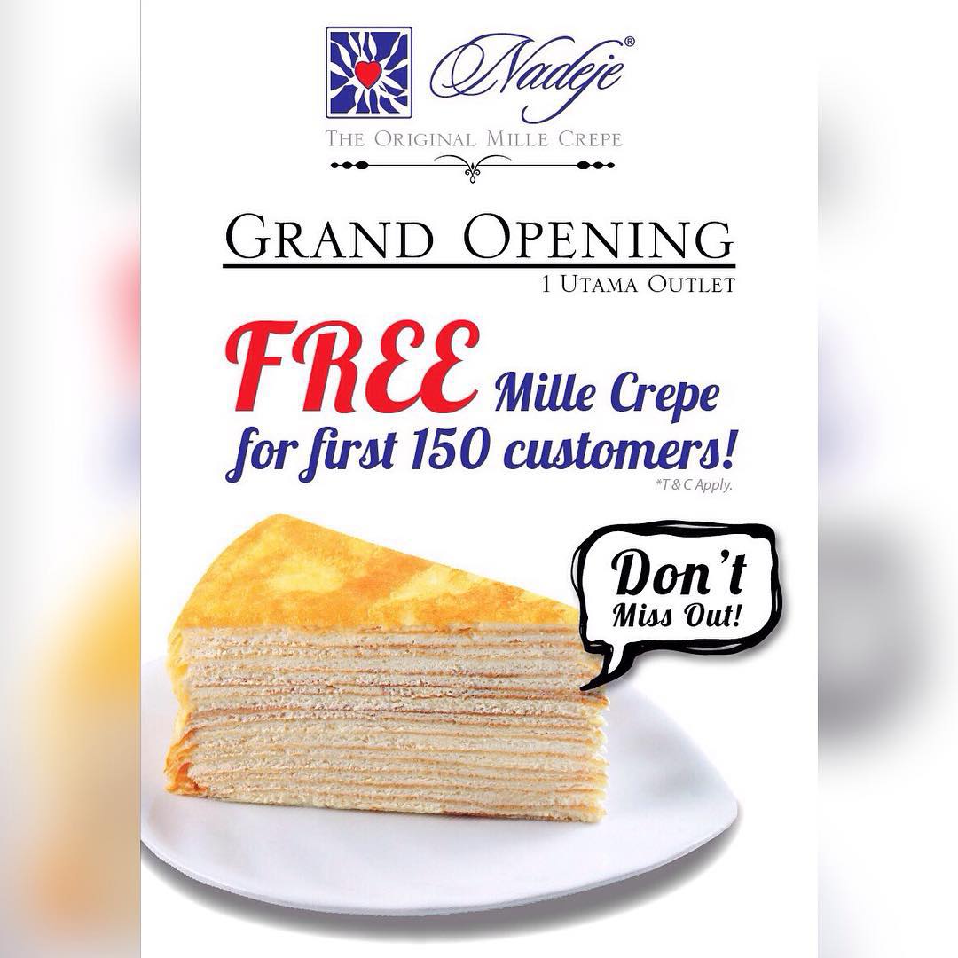 BestLah: Nadeje Cake Shop - FREE Mille Crepe (31 July)