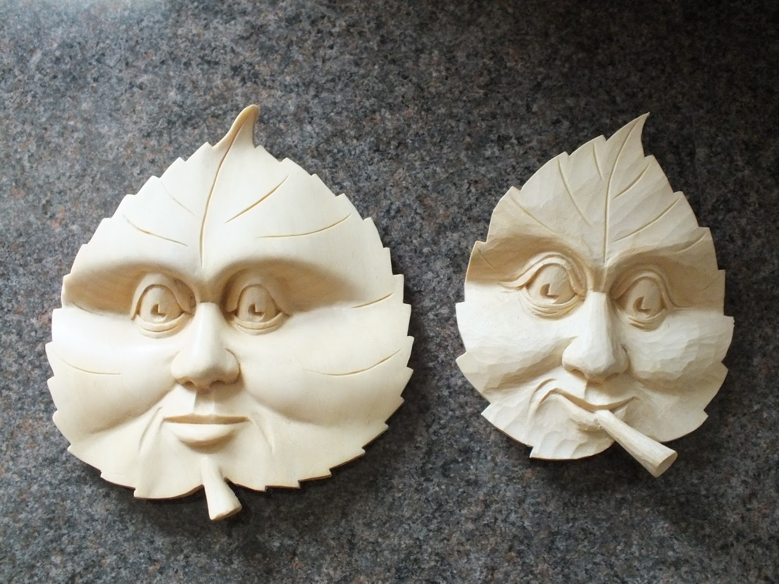 Duanes Carvings: Leaf Faces