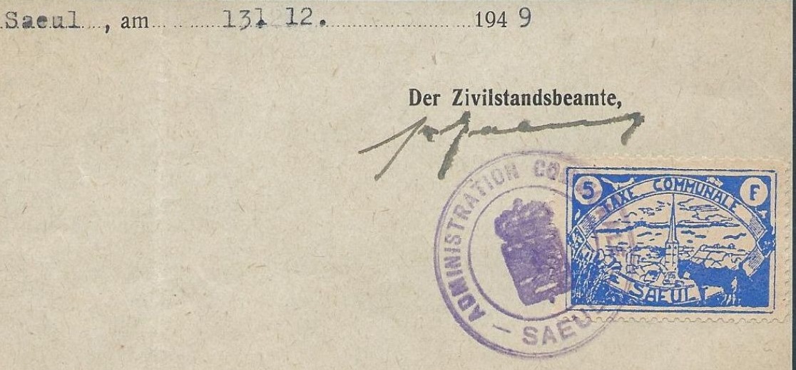 Luxembourg Communal Revenue Stamps: Saeul