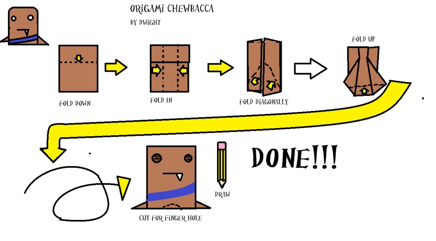Extremegami: How to make a origami Chewbacca Finger Puppet
