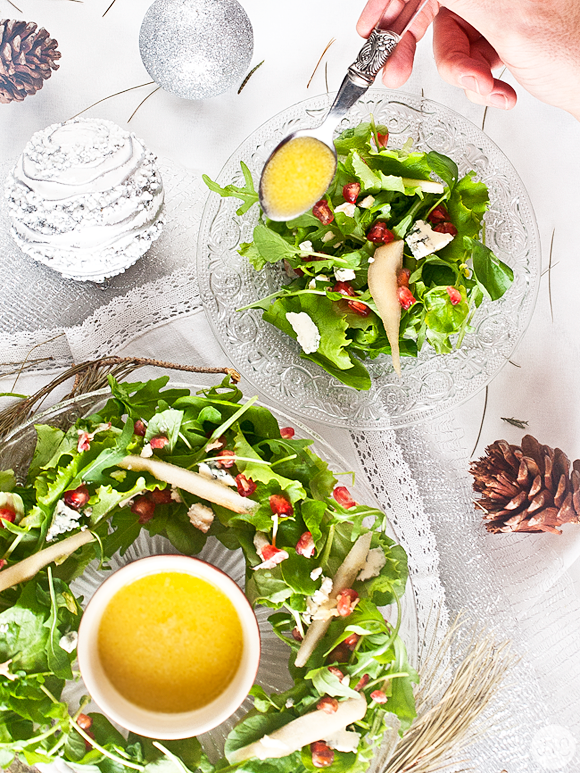 Ensalada navideña: pera, gorgonzola y granada - Jaleo en la Cocina