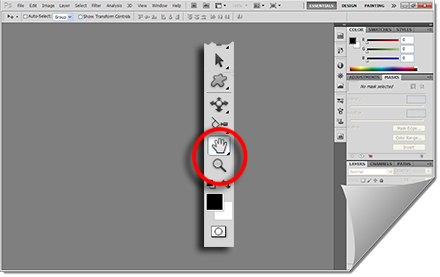 Hand Tool i Zoom Tool alati u Adobe Photoshop CS5