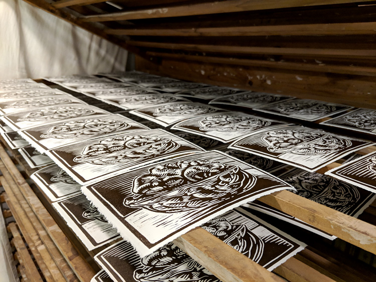 Nessy Designs: Walnut Linocut Print