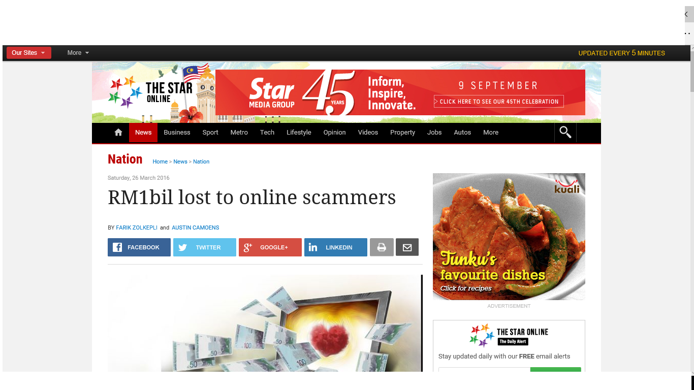 When Love Bytes: Newspaper Articles On Love Scam in Malaysia