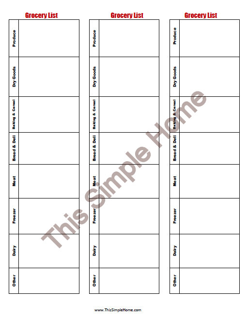 Grocery List Printable {Free} - This Simple Home