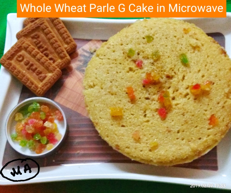 Whole Wheat Parle-G Cake in microwave oven