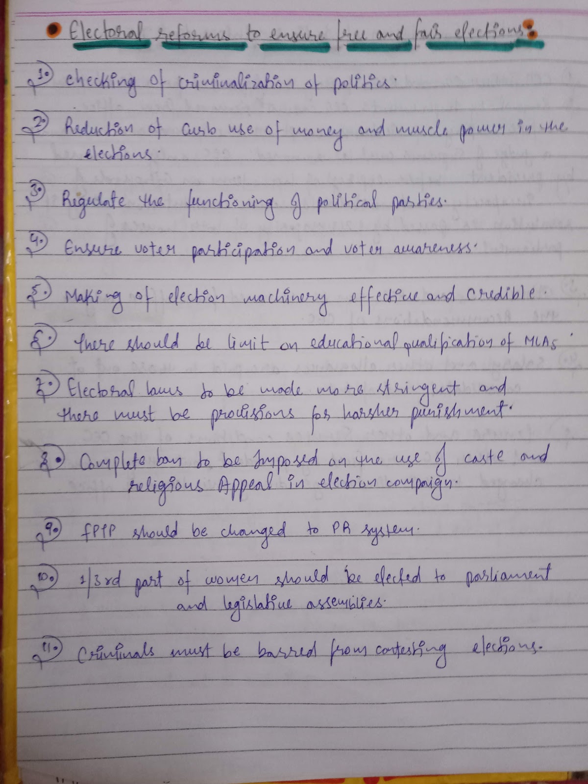 Handwritten Notes of Election and Representation - Political Science ...