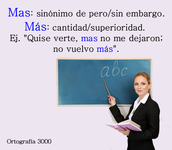 Diferencia de mas sin tilde y más con tilde - Ortografía 3000