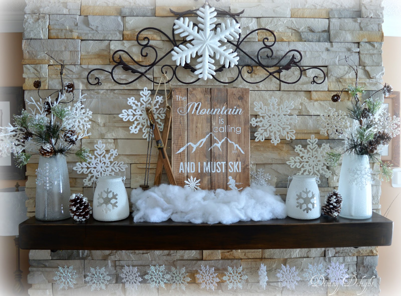 Dining Delight: Ski-Themed Winter Mantel