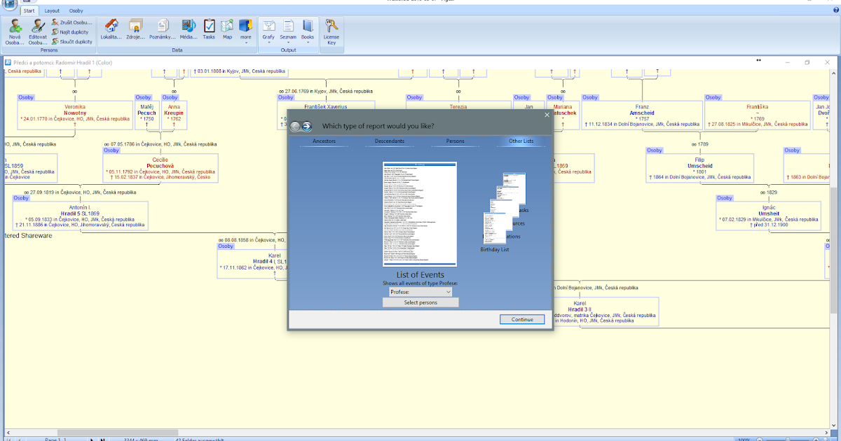 Programy pro genealogii: Ages! - Family Tree Software