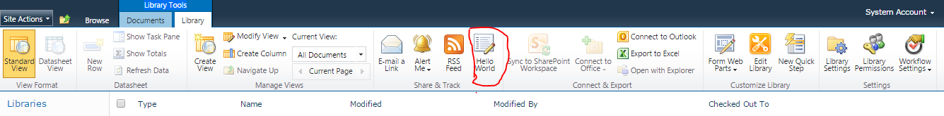 Sharepoint 2010: Create a button in sharepoint 2010 ribbon