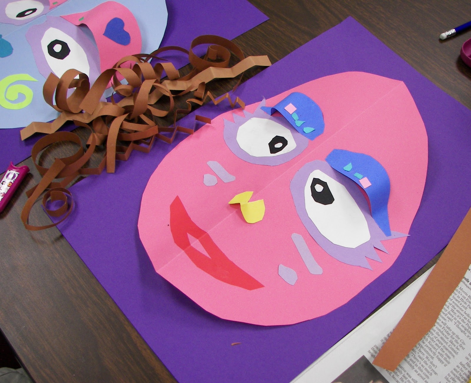 The Rolling Artroom: Crazy Paper Faces 1st-3rd Grade