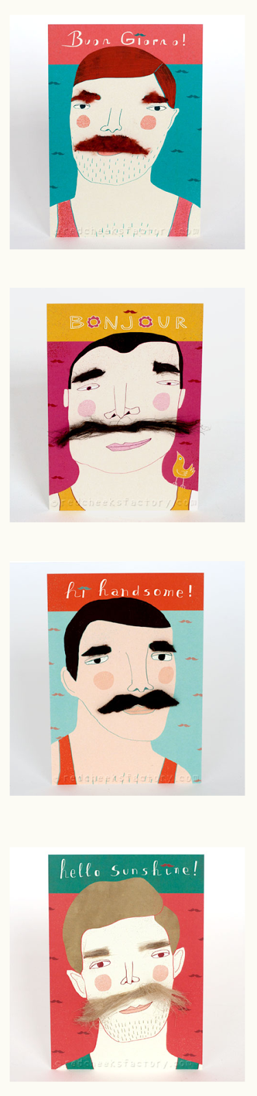 red cheeks factory: Moustache postcards