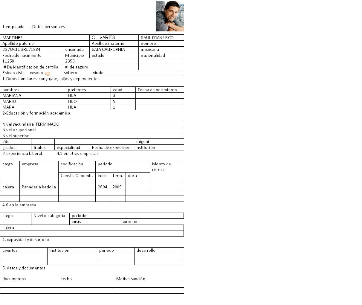 tania villa: FICHA PERSONAL