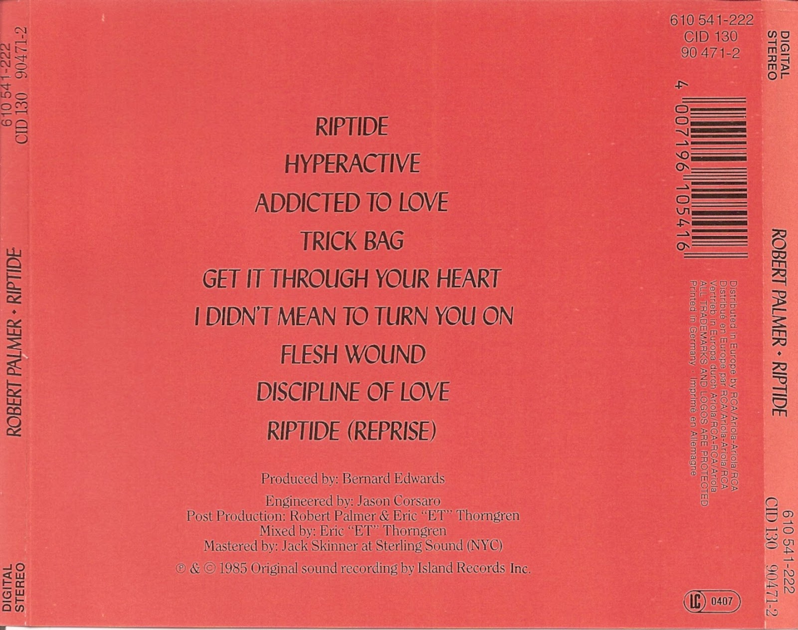 The First Pressing CD Collection: Robert Palmer - Riptide