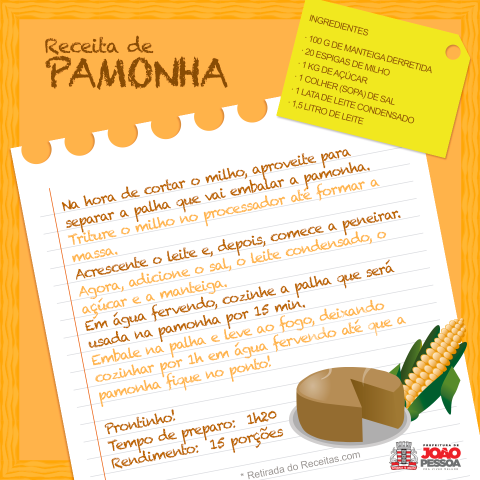 Receita de Pamonha.