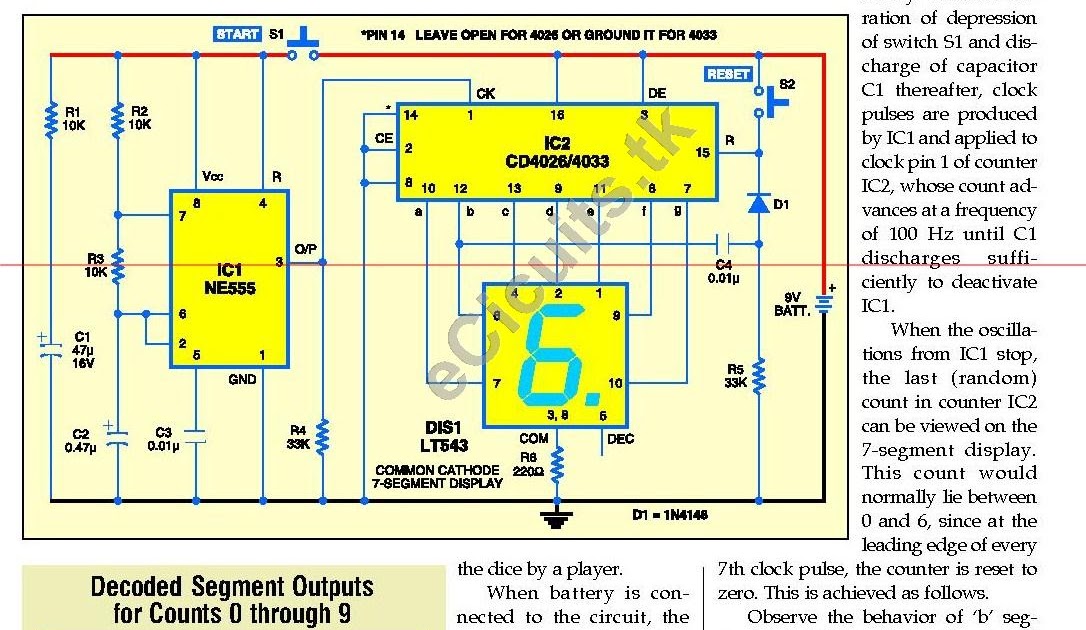 Dice With 7 Segment Display ~ Electronics Circuits For You 