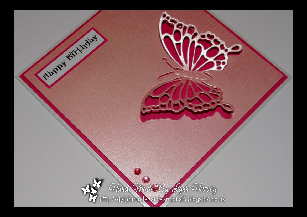 Delphinoid's Cards and Craft: Pink Butterfly Square Card