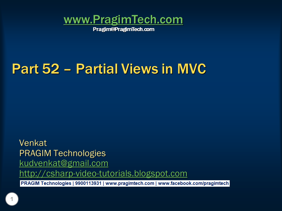 Sql Server And C Video Tutorial Part 52 Partial Views In Mvc