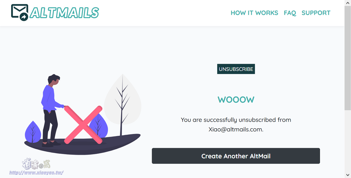 Altmails 免費中轉信箱服務，連結真實和臨時信箱地址自動轉寄可隨時取消