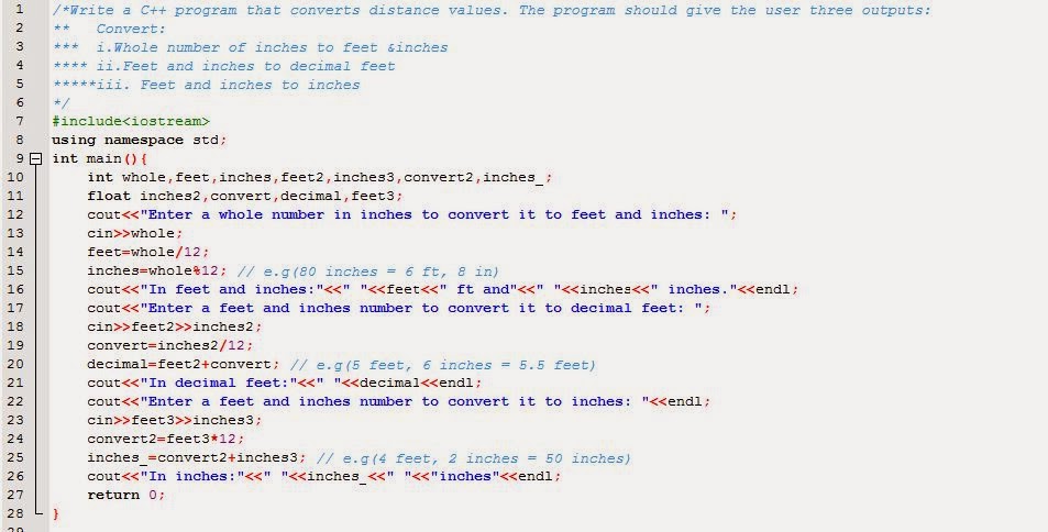 Programming Chunks C Program That Converts The Distance Values Input By The User