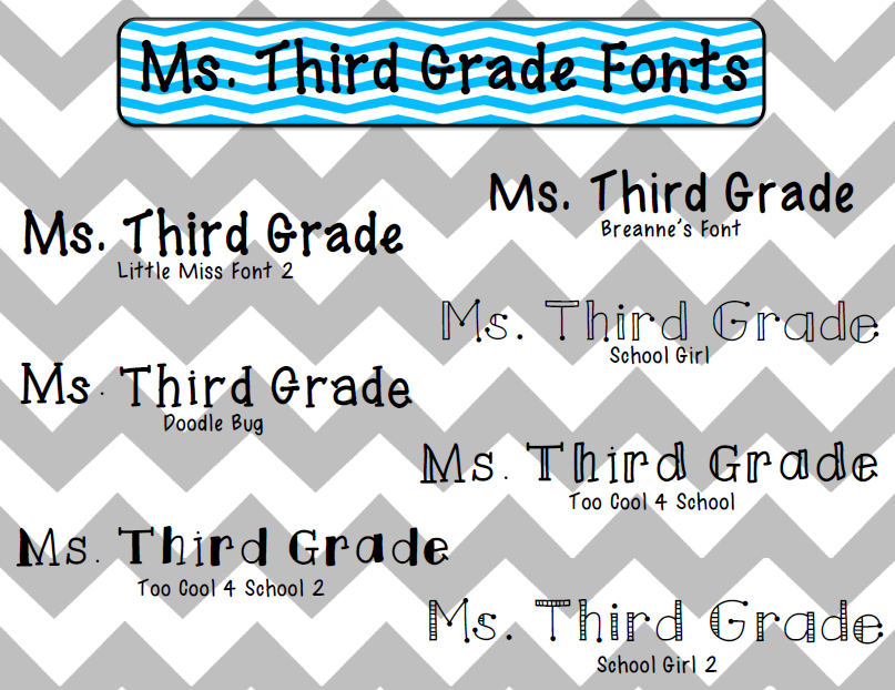 Ms. Third Grade: Fonts Freebie