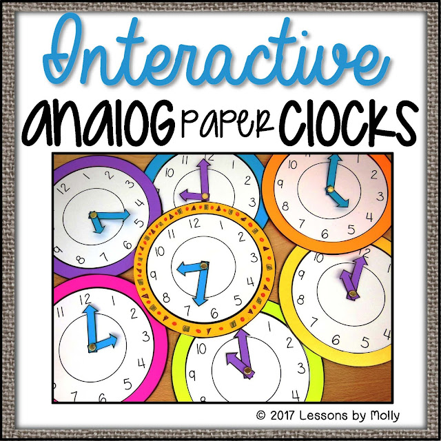 Lessons by Molly: Analog Paper Clock for Kids with Moveable Hour and ...
