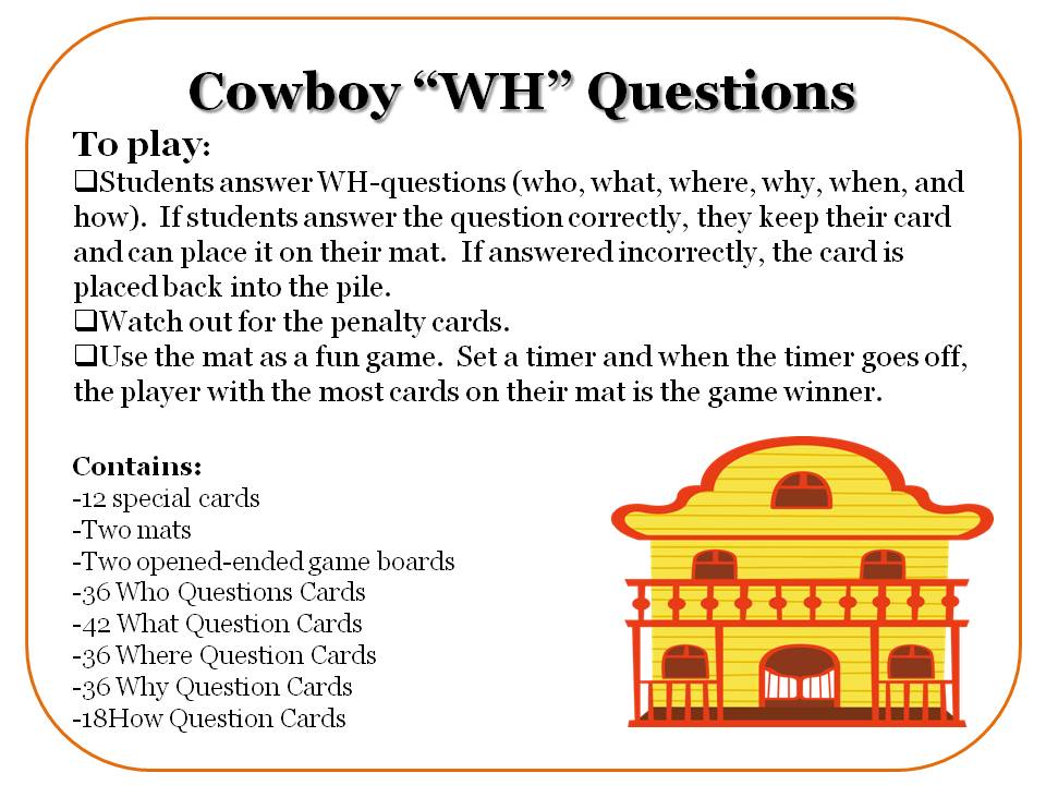 A Speechie's World: Cowboy "WH" and Yes/No Questions