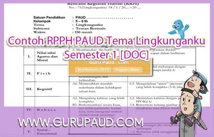 Contoh RPPH PAUD Tema Lingkunganku Semester 1 [DOC] | GURU PAUD