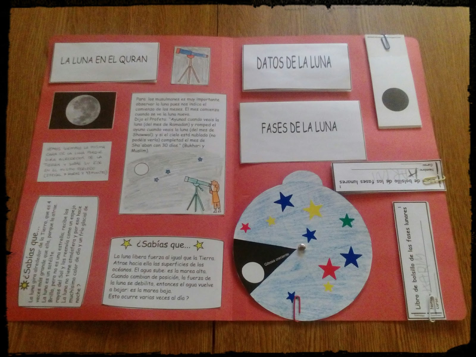 Lápices de colores y madera: Lapbook de la Luna