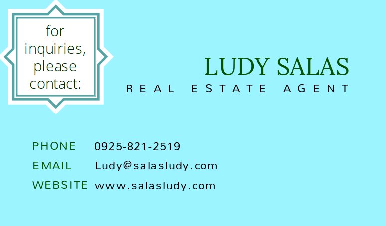 For inquiries, please contact - SalasLudy