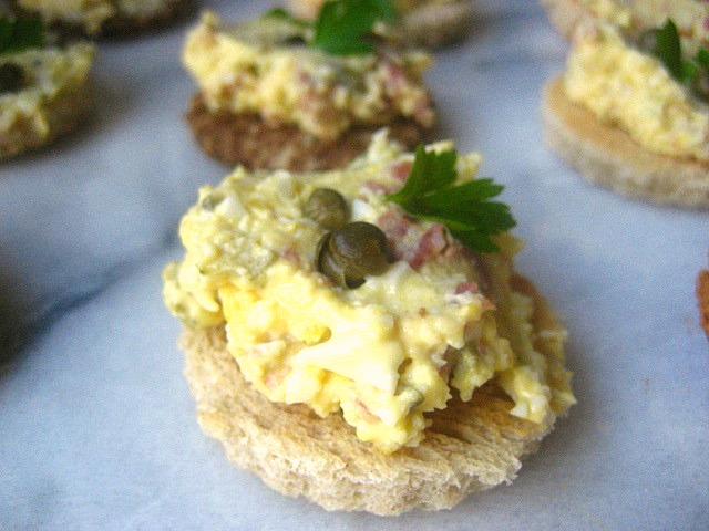 More Holiday Appetizers: Salami & Egg Canapes