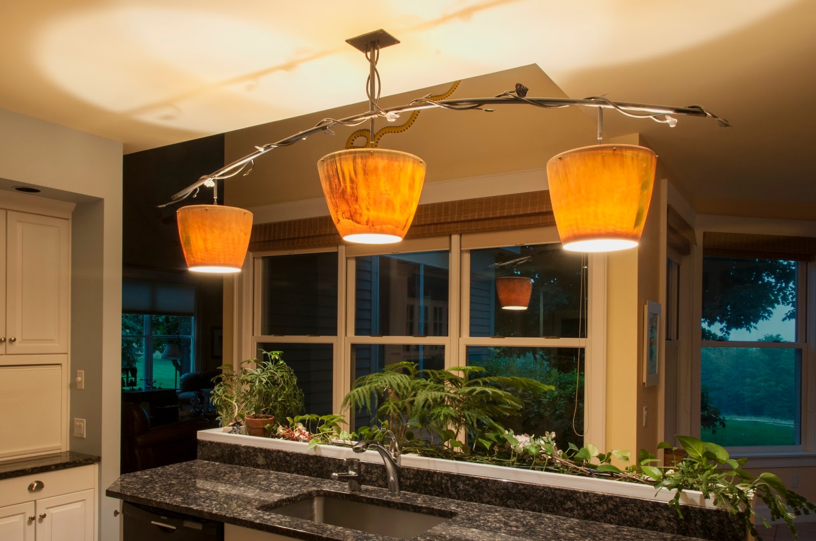 Glowing Dreams of Translucent Wood: Arc Fixture with Vines and Leaves