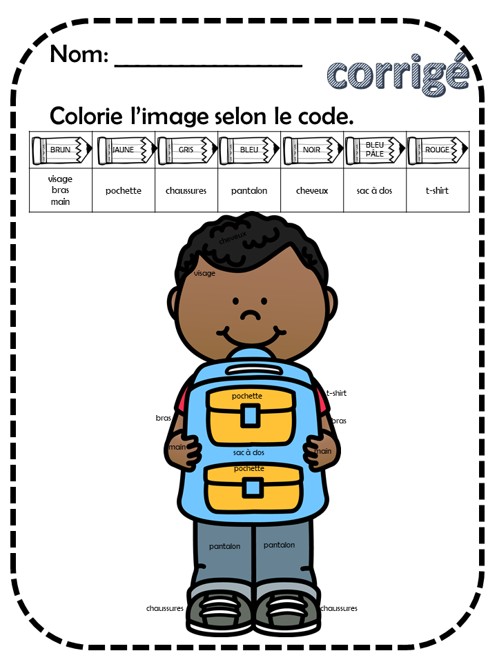 La classe de Caro: 2 COLORIAGES SELON LE CODE Thème: La rentrée – L’école