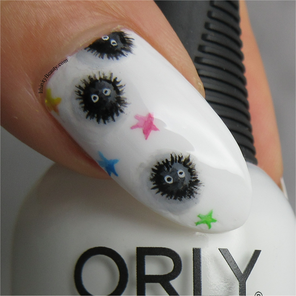 Freehand Soot Sprite Nail Art | IthinityBeauty.com Nail Art Blog