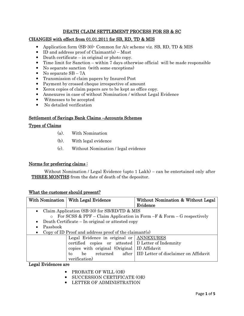 Death Claim Settlement process for SB & SC[Step by Step Process] | DOP ...