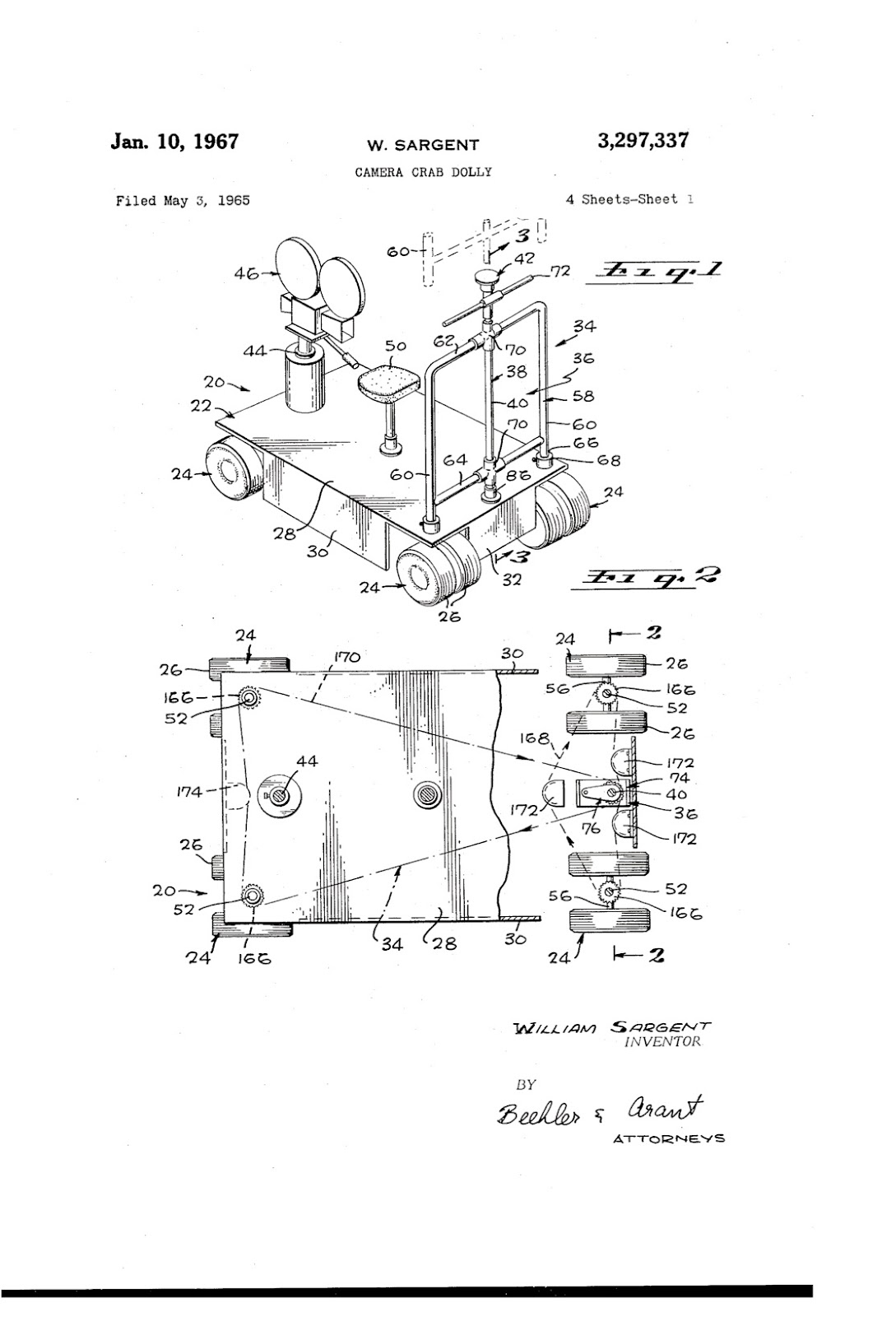 Colortran Mini-Crab Dolly The SarKell Society: Patent Number 3,297,337 ...