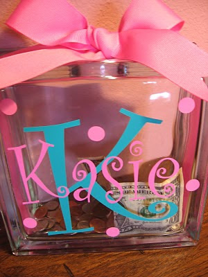 Santa's Gift Shoppe Year~Round: Monogrammed Initial/Name Glass Block Bank