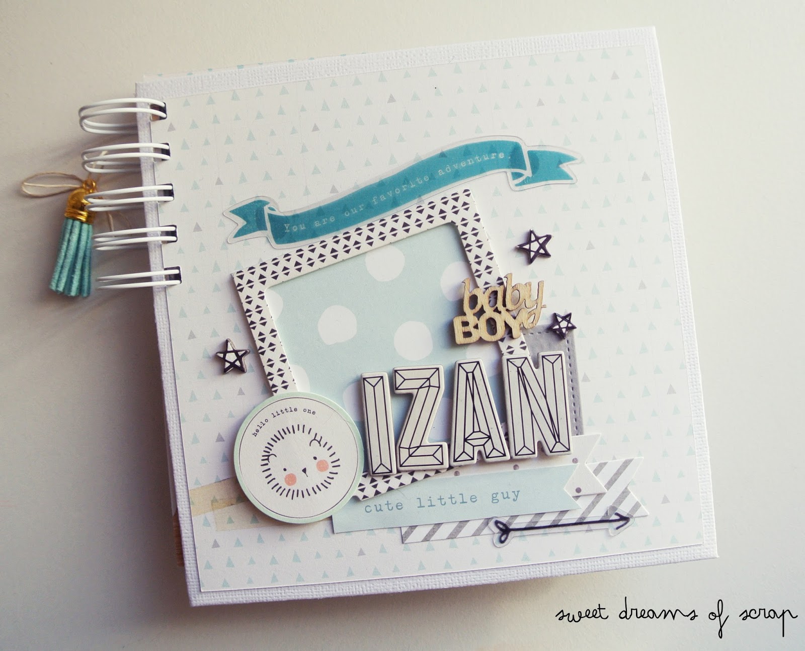 Mini álbum bebé niño con "Little you". - Sweet dreams of scrap