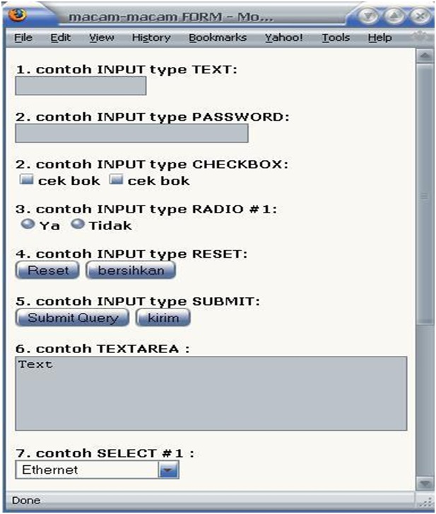Pengetahuan Dunia IT & Islam: Membuat macam-macam Form dengan html Pengetahuan Dunia IT & Islam: Membuat macam-macam Form dengan html