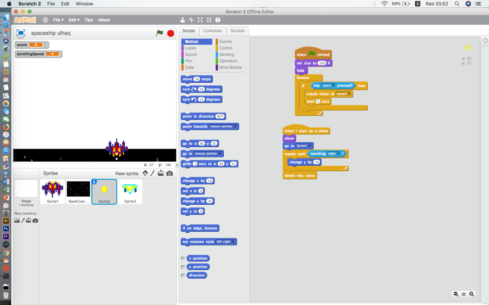 CARA MEMBUAT GAME SPACESHIP SHOOTER DI SCRATCH