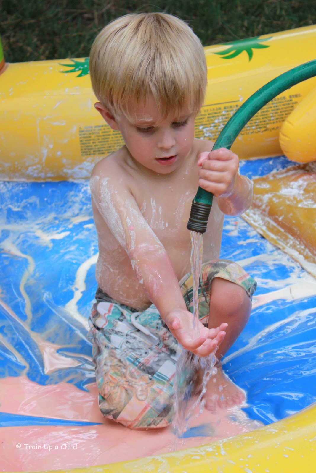 Colorful Oobleck in the Play Pool
