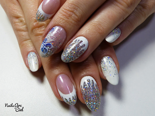 Nails Arc en ciel: Nail Art givré - Stalactites et fleur en aquarelle