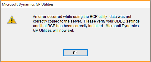 Just SQL: Microsoft Dynamics GP - An error occurred while using the BCP utility -- data was not ...