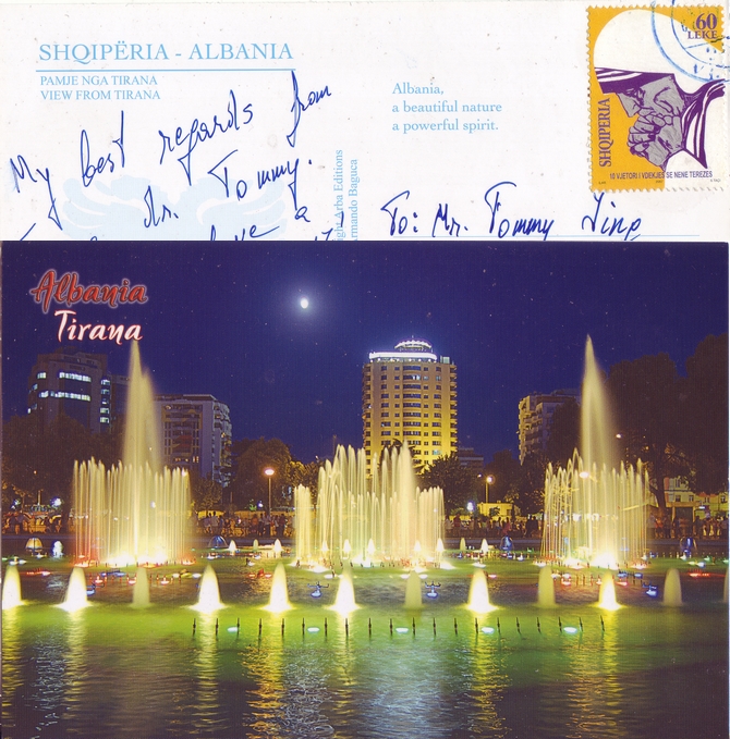 湯米郵政 ‧ Tommy Post ‧ Correios de Tommy: Albania Postcard - Tirana