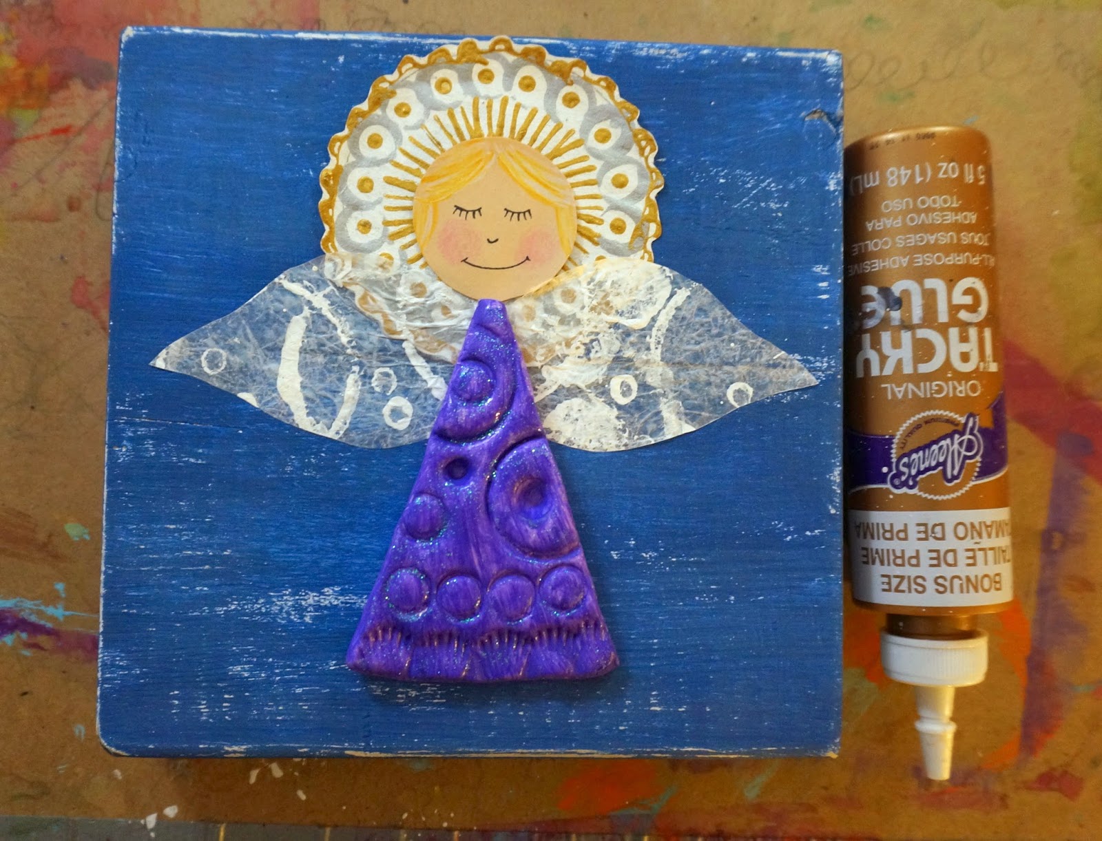 that artist woman: Mixed Media Angel Block