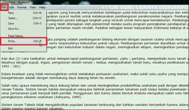 Cara Ngeprint Dokumen di Notepad - Tutorial Microsoft Office