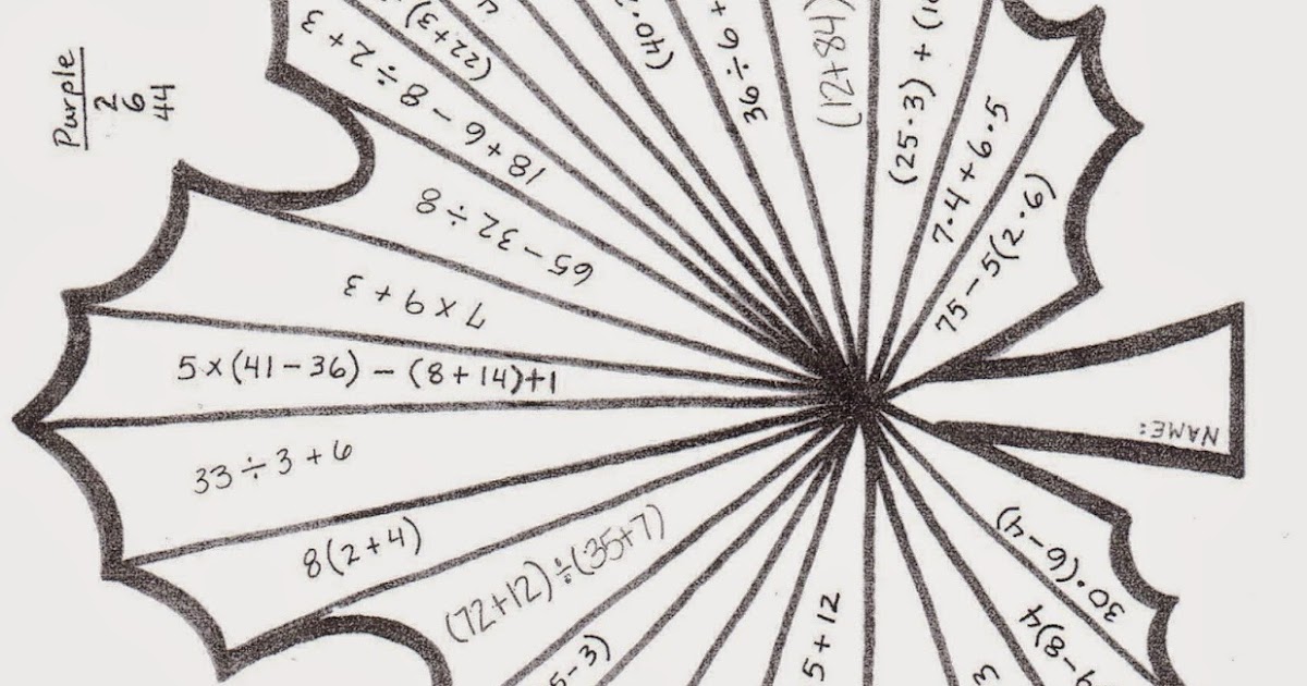 Order Of Operations Coloring Activity Pages Sketch Coloring Page