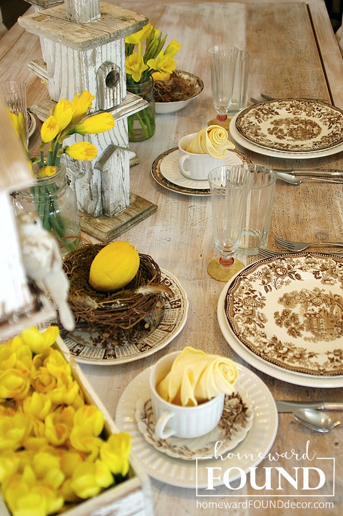 Create a Vintage Spring Tablescape homeward found decor
