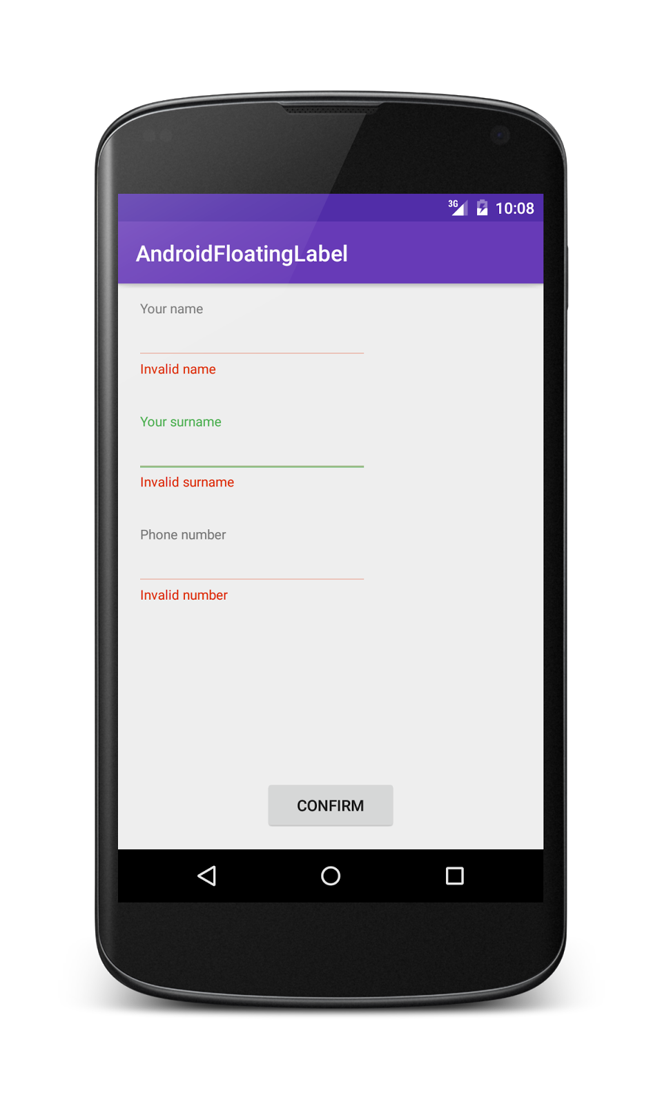 Android design support library: TextInputLayout - floating label